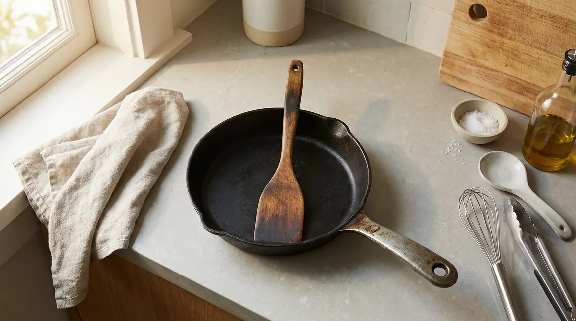 Le trou du manche de la poêle pour la cuillère, vrai astuce ou légende ...